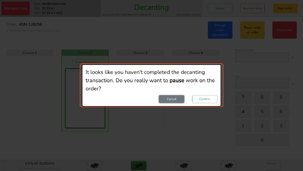 Instock · Decanting