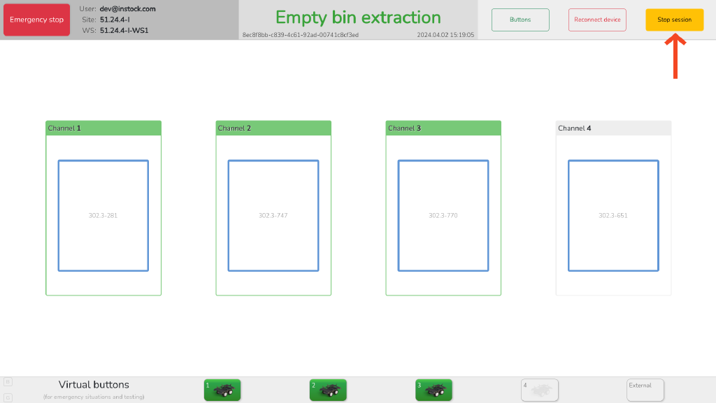 Instock · Empty bin extraction