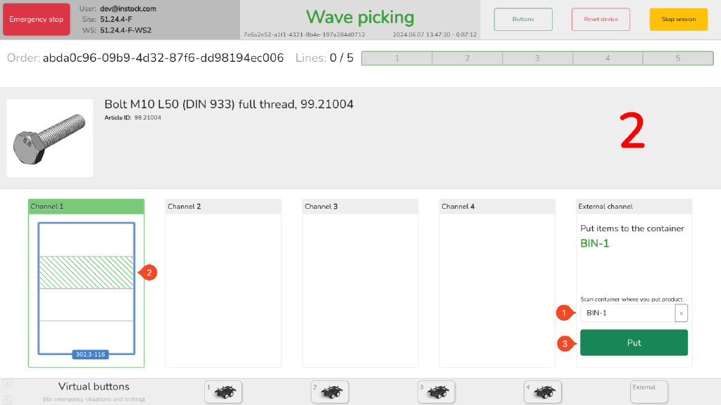 Instock · Wave picking